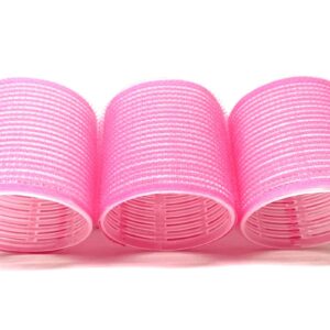 Self Adhering 2-1/2” Anti-Static Thermal Hair Rollers - 3 Count (PINK)