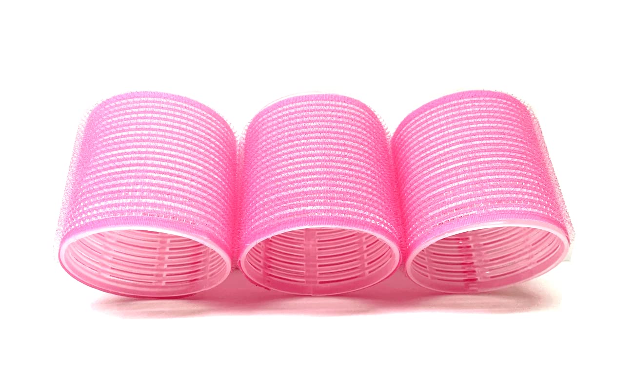 Self Adhering 2-1/2” Anti-Static Thermal Hair Rollers - 3 Count (PINK)