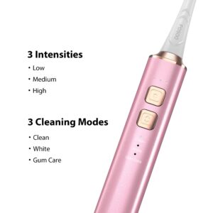 FOSOO Sonic Electric Toothbrushes for Adults, LUX Toothbrushes Electric Rechargeable with 120 Days Battery Life,38000vpm,3 Modes,2 Min Smart Timer,Metal Cover w 5 Colors Optional (Pink)