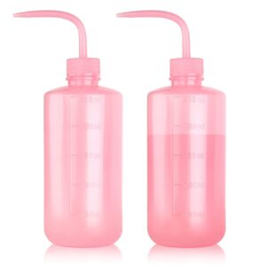 tattoo wash bottle- melphoe 2pcs 500ml water squirt bottle succulent watering, safety rinse bottle watering tools, tattoo supplies, irrigation squeeze sprinkling can wash plant bottle (pink)