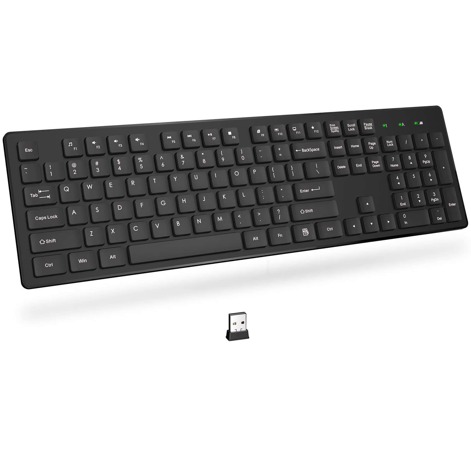 RATEL Office Wireless Keyboard, 2.4G Full-Size Silent Keyboard with Numeric Keypad, Long Battery Life, Lag-Free, Slim USB Cordless Keyboard for PC Laptop Computer Windows (Black)