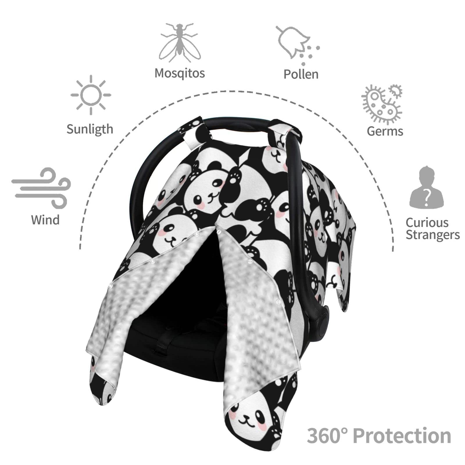 Panda Baby Car Seat Canopy Cover Multi Use Nursing Cover for Newborn Car Seat Canopy Mom Nursing Breastfeeding Covers Newborn Shower Gift