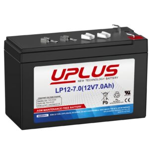 uplus 12v 7ah battery, sla rechargeable battery for security alarm, home fire, garage doors, razor e200 e200s e300 e300s mx350 mx400 dirt rocket electric dirt bike, replace ml7-12, exp-1270