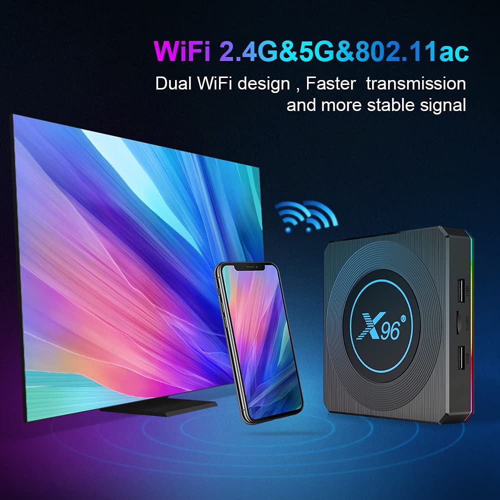 Android TV Box 11.0, X96 X4 Android TV Box 1000M Dual-WiFi 2.4G/5G, Android Box 4GB RAM 32GB ROM with Amlogic S905X4 Quad Core 64 Bits, AV1 8K/6K/4K 3D USB 3.0 BT 4.2 TV Box