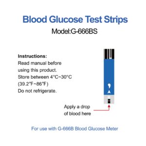 IKZA G-666BS Blood Glucose Test Strips, Include 100 Diabetes Blood Test Strips and 100 Lancets Compatible G-666B, Pain Reduction Design, Glucometer Accessories, Glucose Meter Test Strips for Home Use