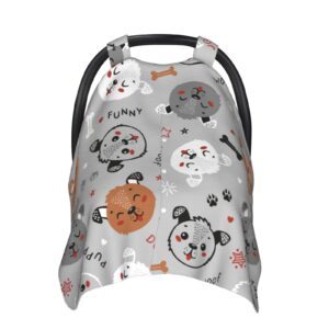 rutiea funny puppy heads car seat cover for babies, peekaboo opening minky carseat canopy stroller cover for newborn, mom nursing breastfeeding covers, blanket for infant toddler