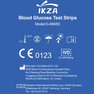 IKZA G-666BS Blood Glucose Test Strips, Include 100 Diabetes Blood Test Strips and 100 Lancets Compatible G-666B, Pain Reduction Design, Glucometer Accessories, Glucose Meter Test Strips for Home Use