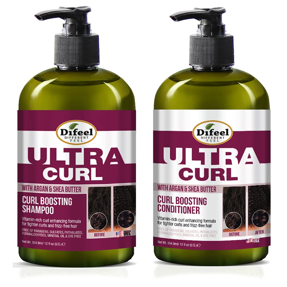 Difeel Ultra Curl 2-PC Curl Enhancing Shampoo & Conditioner Set - Includes Shampoo 12 oz & Conditioner 12 oz.