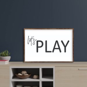 Wood Frame Sign Let's Play Sign Playroom Sign Kids Room Decor Wall Plaque Toy Room Farmhouse Nursery Sign 8 x 12 inch