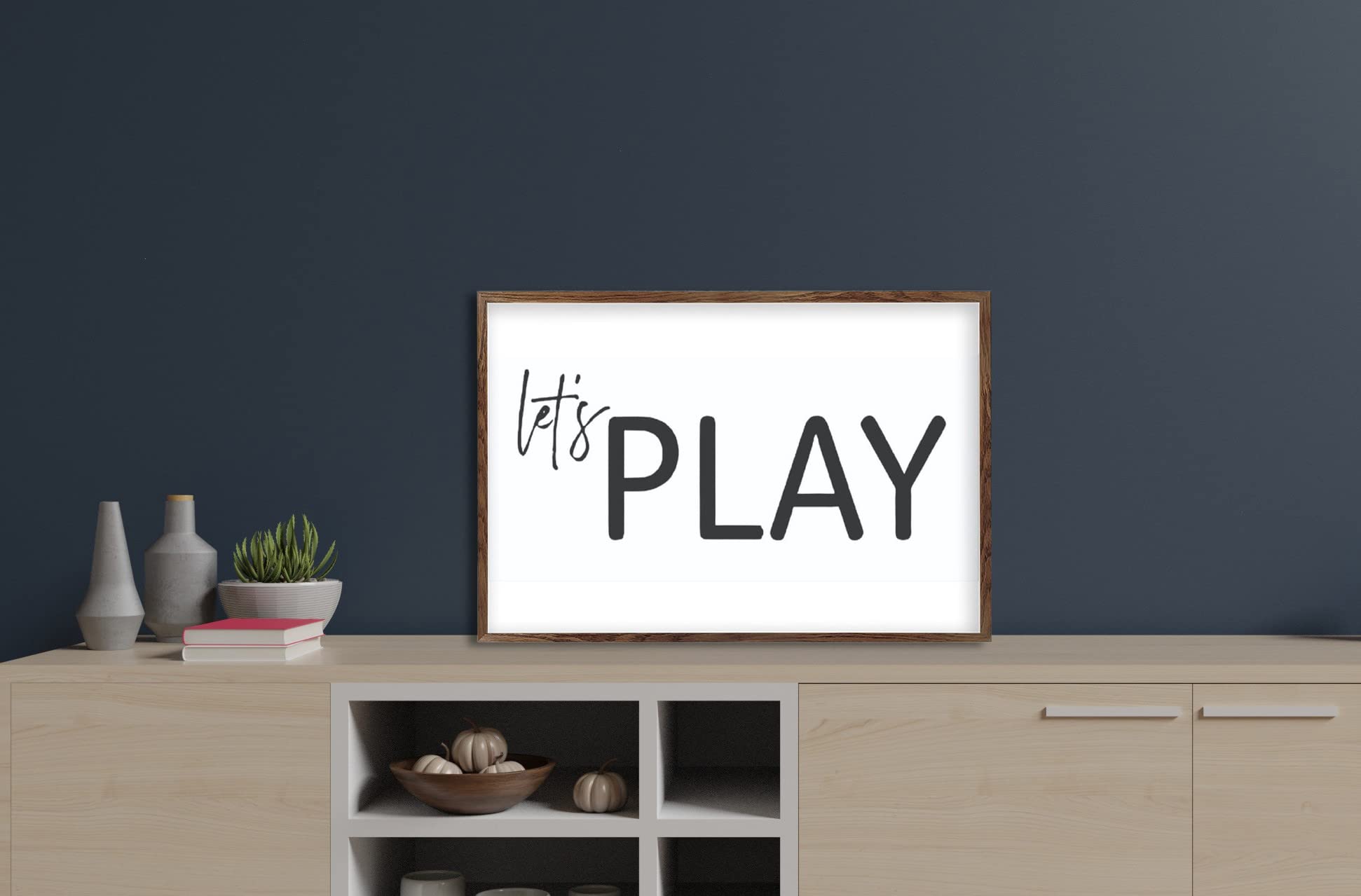 Wood Frame Sign Let's Play Sign Playroom Sign Kids Room Decor Wall Plaque Toy Room Farmhouse Nursery Sign 8 x 12 inch