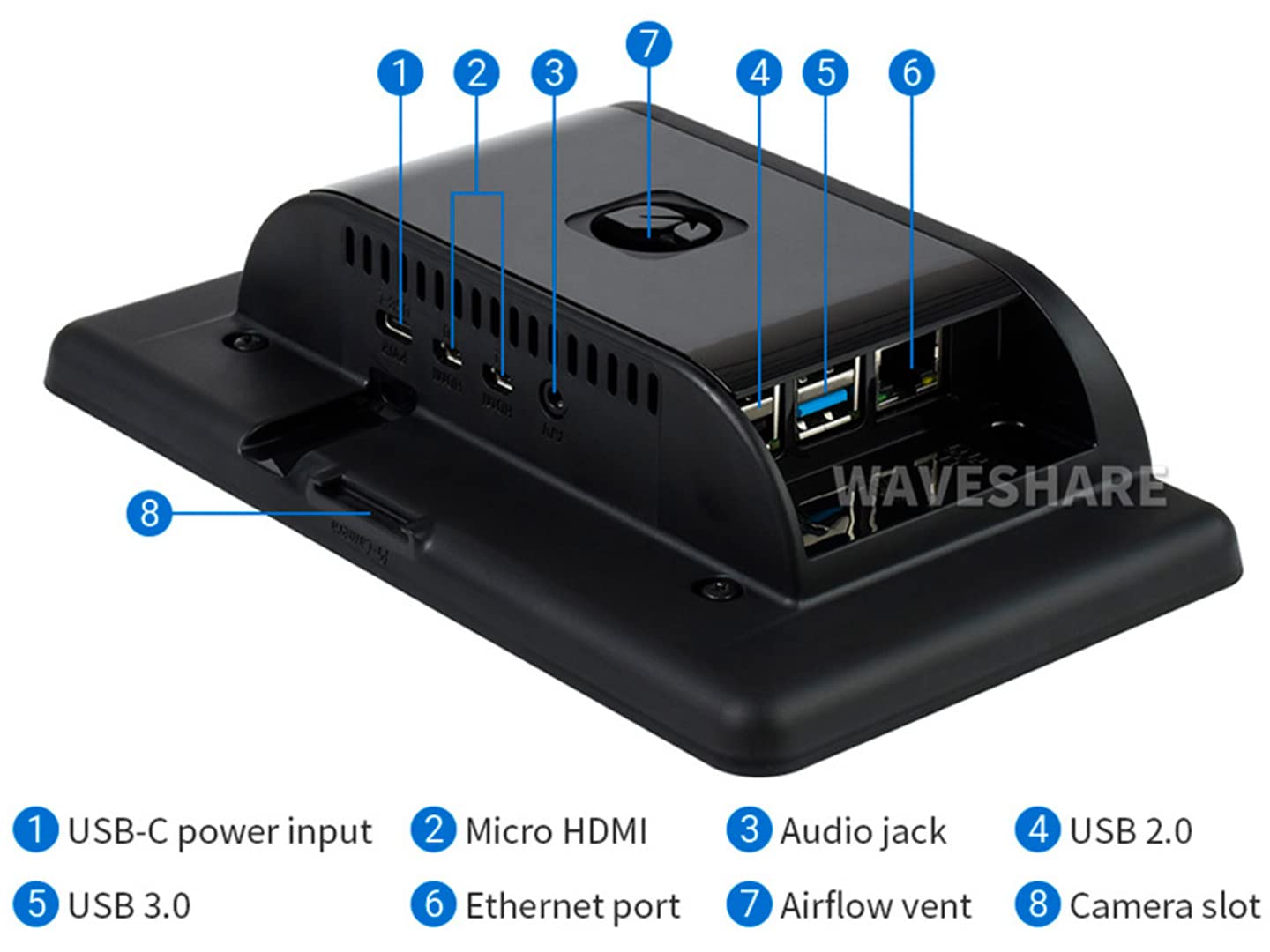 waveshare 7inch DSI LCD with Protection Case, 1024x600 Touch Screen for Raspberry Pi 4 Model B, IPS Display Toughened Glass Capacitive Monitor 5-Points Touch Driver Required