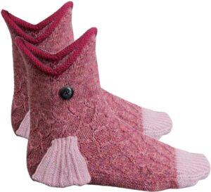 linzhouzhiguang knit socks unisex novelty shark crocodile shape floor winter home warm socks (fish)