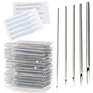 prgislew ear nose piercing needles - 50pcs mixed piercing needles 12g 14g 16g 18g and 20g hollow needles for piercing ear nose navel nipple lip piercing kits piercing tools piercing supplies