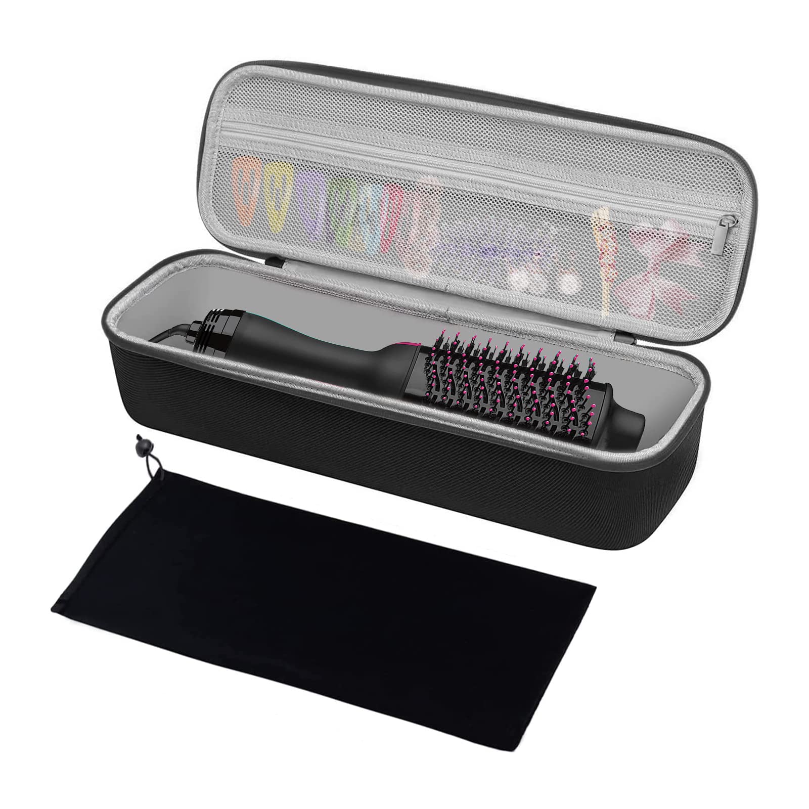 MOSISO Hard Travel Case Storage Bag Compatible with Revlon One-Step Hair Dryer Brush 1.0 & PLUS 2.0, EVA Carrying Case Cover Protective Hard Shell Sleeve with Hot Air Brush Pouch, Black