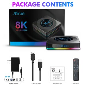 Android TV Box 11.0, X96 X4 Android TV Box 1000M Dual-WiFi 2.4G/5G, Android Box 4GB RAM 32GB ROM with Amlogic S905X4 Quad Core 64 Bits, AV1 8K/6K/4K 3D USB 3.0 BT 4.2 TV Box