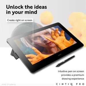 Wacom Cintiq Pro 16 Creative Pen and Touch Display (2021 Version) 4K Graphic Drawing Monitor with 8192 Pen Pressure and 98% Adobe RGB (DTH167K0A), Black