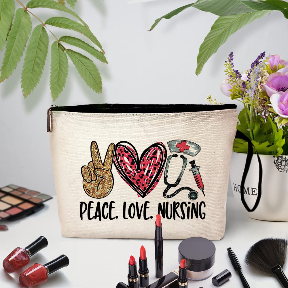 ZHANTUONE Peace Love Nursing Cosmetic Bag, Gift Best Thank You Gift for a Nurse，Nursing School Graduation Gift, Nursing Practitioner Gift, Nursing Teacher Birthday Gift，Gift for Nurse, Christmas gift