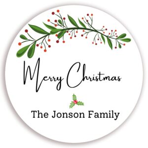 ncty personalized merry christmas stickers - custom round favor stickers-christmas gift wrap labels-gift name labels (pattern 6)