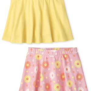 The Children's Place Baby Girls' and Toddler Elastic Waistband Skort, Daisy/Yellow 2-Pack, 3T