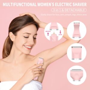 Electric Razor for Women-WUFAYHD Bikini Trimmer 3 in 1 Electric Lady Shaver Rechargeable, Cordless, Wet & Dry Use,Portable,Washable Body Hair Removal for Legs, Underarms, Advanced Electric Ladyshave