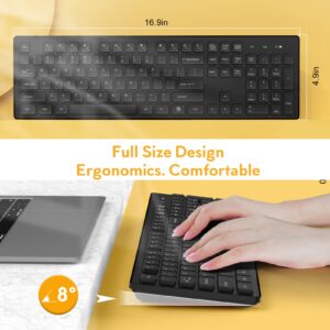 RATEL Office Wireless Keyboard, 2.4G Full-Size Silent Keyboard with Numeric Keypad, Long Battery Life, Lag-Free, Slim USB Cordless Keyboard for PC Laptop Computer Windows (Black)