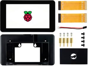 waveshare 7inch dsi lcd with protection case, 1024x600 touch screen for raspberry pi 4 model b, ips display toughened glass capacitive monitor 5-points touch driver required