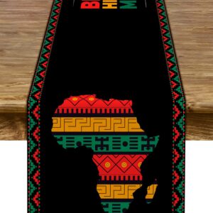 Pudodo Black History Month Table Runner African American Afro Festival Holiday Kitchen Dining Room Home Decoration (13" x 72")