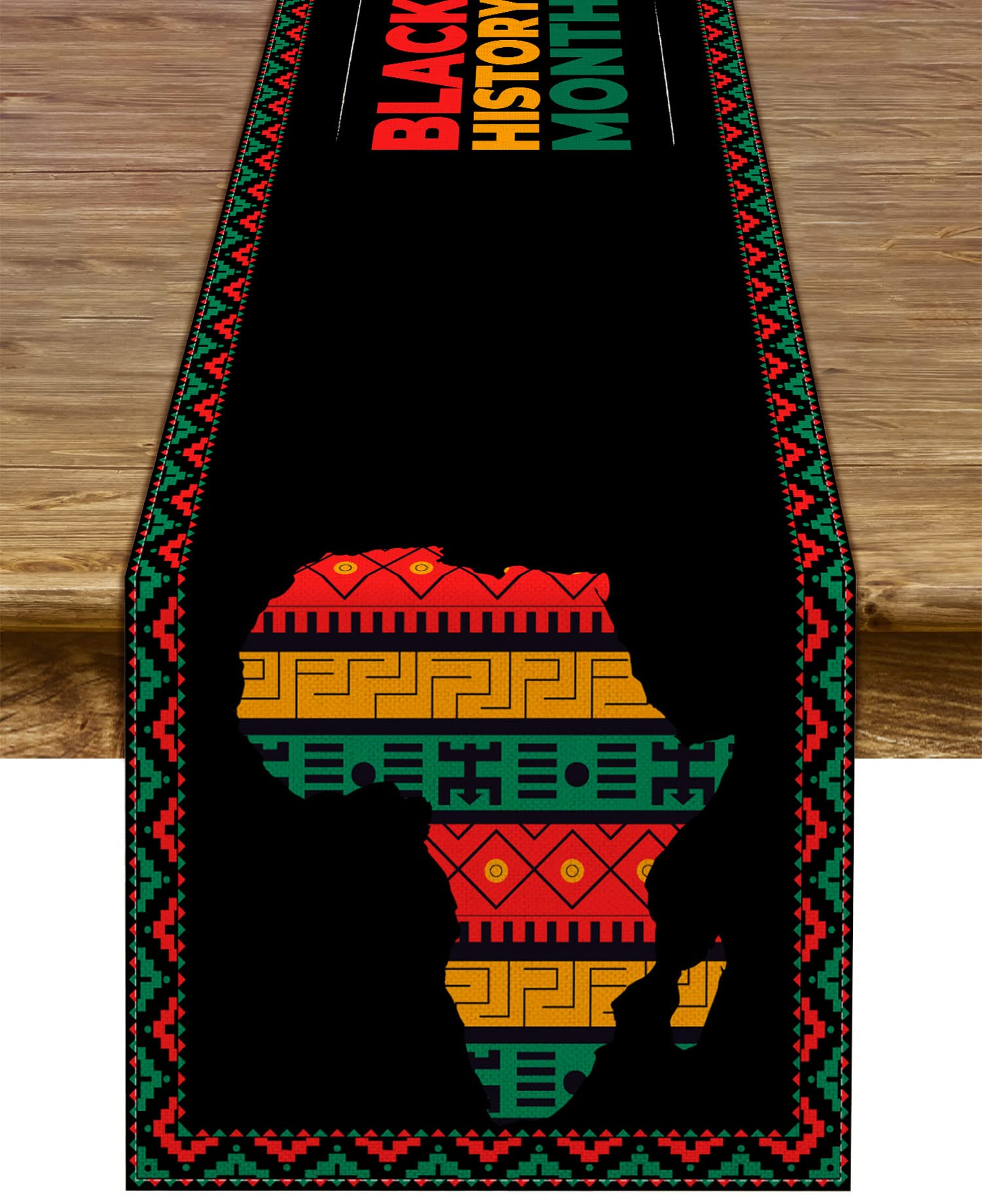 Pudodo Black History Month Table Runner African American Afro Festival Holiday Kitchen Dining Room Home Decoration (13" x 72")