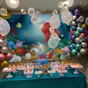 Mermaid Princess Backdrop,Under The Sea Mermaid Background for Photography Girls Birthday Party Decoration Supplies 5x3ft