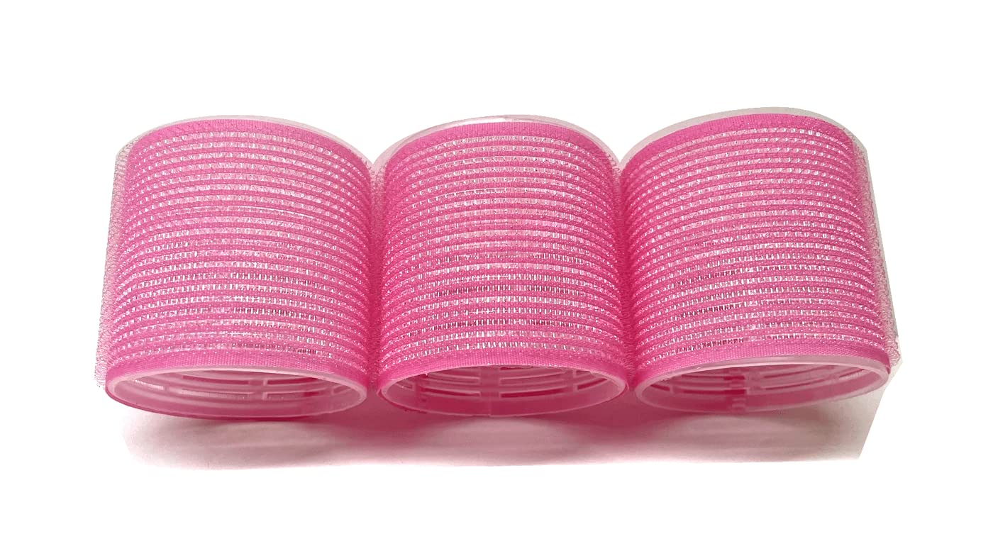 Self Adhering 2-1/2” Anti-Static Thermal Hair Rollers - 3 Count (PINK)