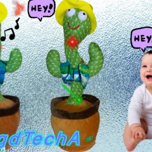 gdTechA Dancing Cactus Toy, TikTok Singing Toy, Lighted Toy, Electronic Repeating Voice for Kids, Cactus Plant Plush, Pets Wriggle Toy, Holiday Mimicking Toy for Kids (Hawaii Style)