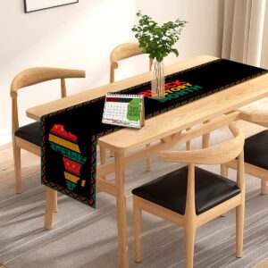 Pudodo Black History Month Table Runner African American Afro Festival Holiday Kitchen Dining Room Home Decoration (13" x 72")