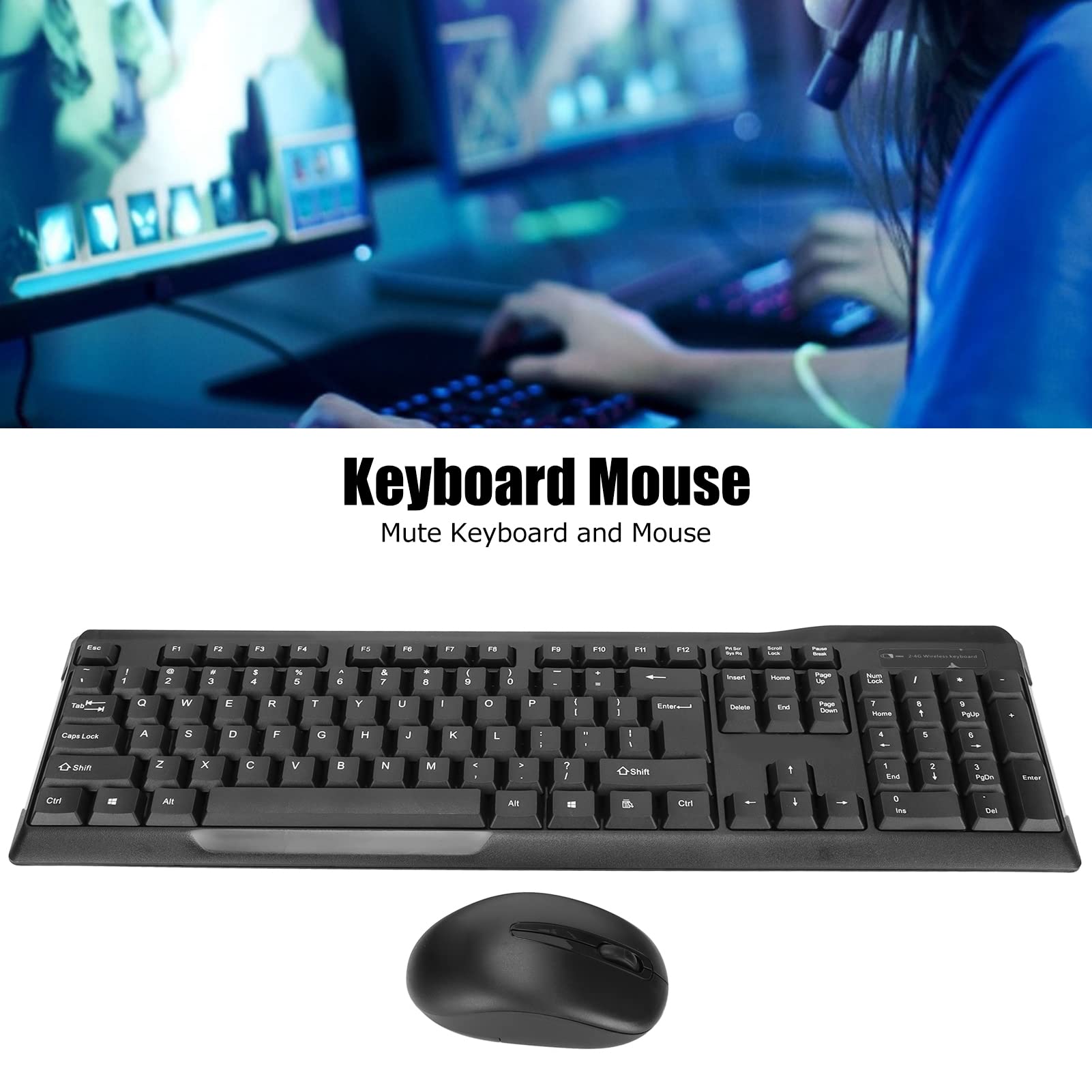 Mechanical Keyboard and Mouse Combo, Wireless Waterproof Mute Gaming Keyboard and 2.4Ghz 1600 DPI Gaming Mouse, for Mac/Windows/PC Gaming