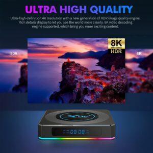 Android TV Box 11.0, X96 X4 Android TV Box 1000M Dual-WiFi 2.4G/5G, Android Box 4GB RAM 32GB ROM with Amlogic S905X4 Quad Core 64 Bits, AV1 8K/6K/4K 3D USB 3.0 BT 4.2 TV Box