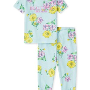 The Children's Place baby-girl and Toddler Short Sleeve Top and Pants Pajama Set Beautiful - Blue Floral Baby & Toddler - PJ Set 3T