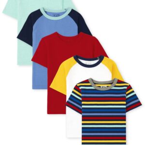 The Children's Place Baby Boys' 3 Pack and Toddler Short Sleeve Knit T-Shirts, Plane 3-Pack, 3T