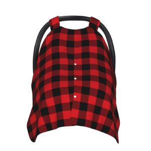 black and red buffalo check plaid christmas baby car seat canopy cover multi use nursing cover for newborn car seat canopy mom nursing breastfeeding covers newborn shower gift