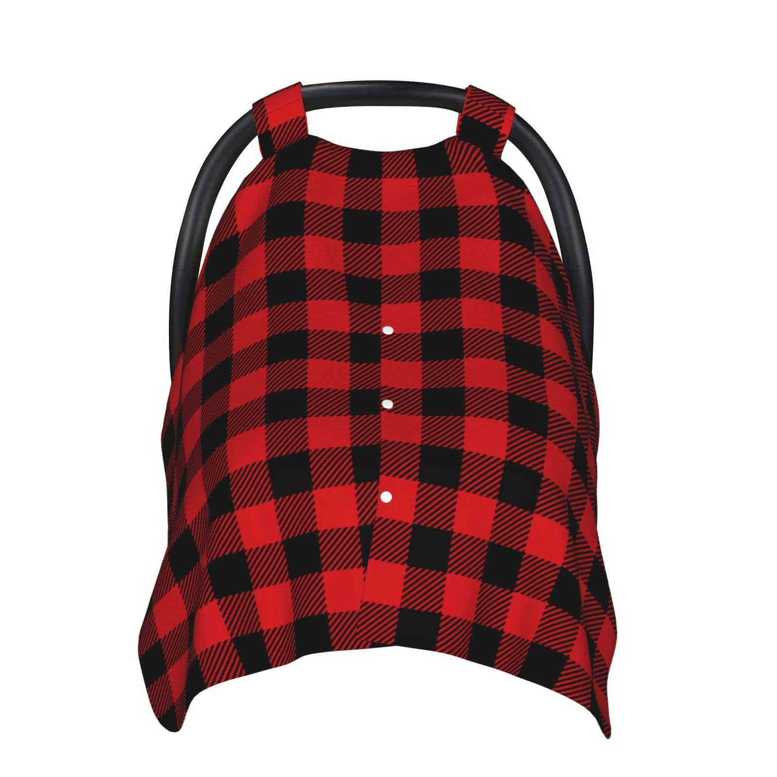 Black and Red Buffalo Check Plaid Christmas Baby Car Seat Canopy Cover Multi Use Nursing Cover for Newborn Car Seat Canopy Mom Nursing Breastfeeding Covers Newborn Shower Gift