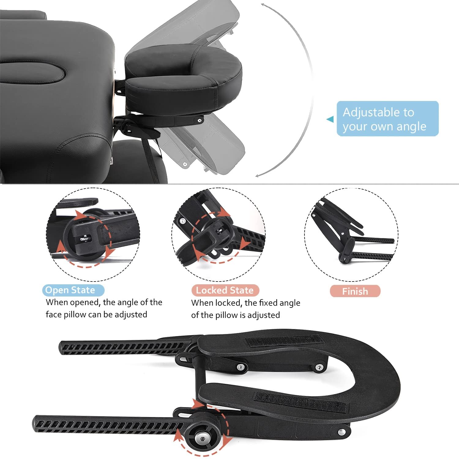 Universal Massage Table Face Cradle & Cushion, Adjustable Massage Chair Spa Bed Headrest & Face Pillow Support, Massage Platform Head Rest Cushion Cradle for Salon Home Mattress Top Massage Kit