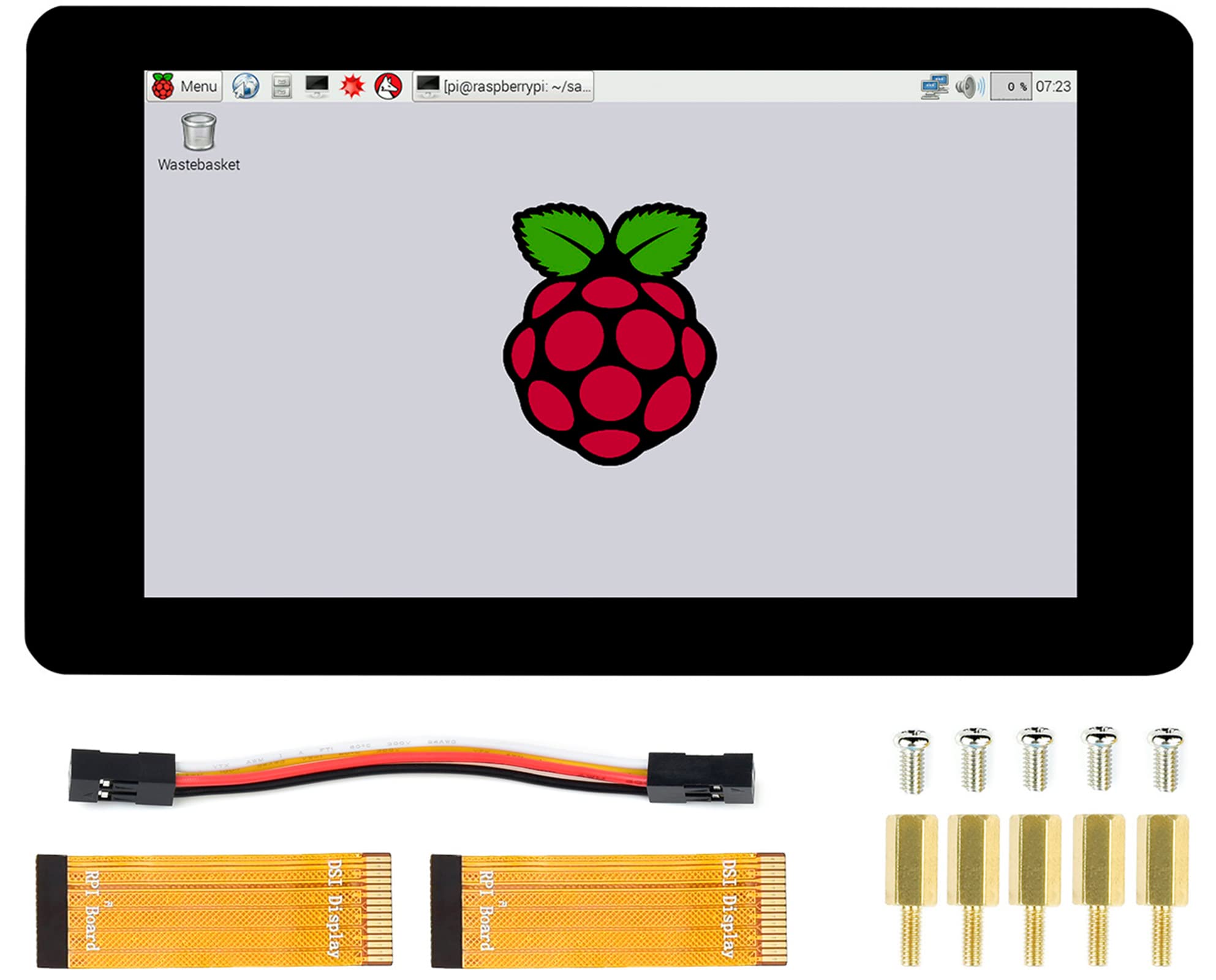 waveshare 7inch DSI LCD 1024×600 Touch Screen for Raspberry Pi 4B/3B+/3A+/Compute Module 4 (CM4)/Compute Module 3+ (CM3+) Toughened Glass IPS Display Capacitive Monitor 5-Points Touch Driver Required