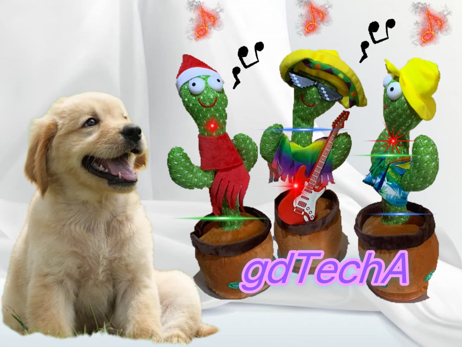 gdTechA Dancing Cactus Toy, TikTok Singing Toy, Lighted Toy, Electronic Repeating Voice for Kids, Cactus Plant Plush, Pets Wriggle Toy, Holiday Mimicking Toy for Kids (Hawaii Style)