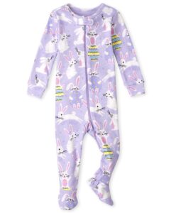 the children's place baby-girl and toddler long sleeve zip up footie pajama easter bunny baby & toddler - zip sleeper 12-18 months