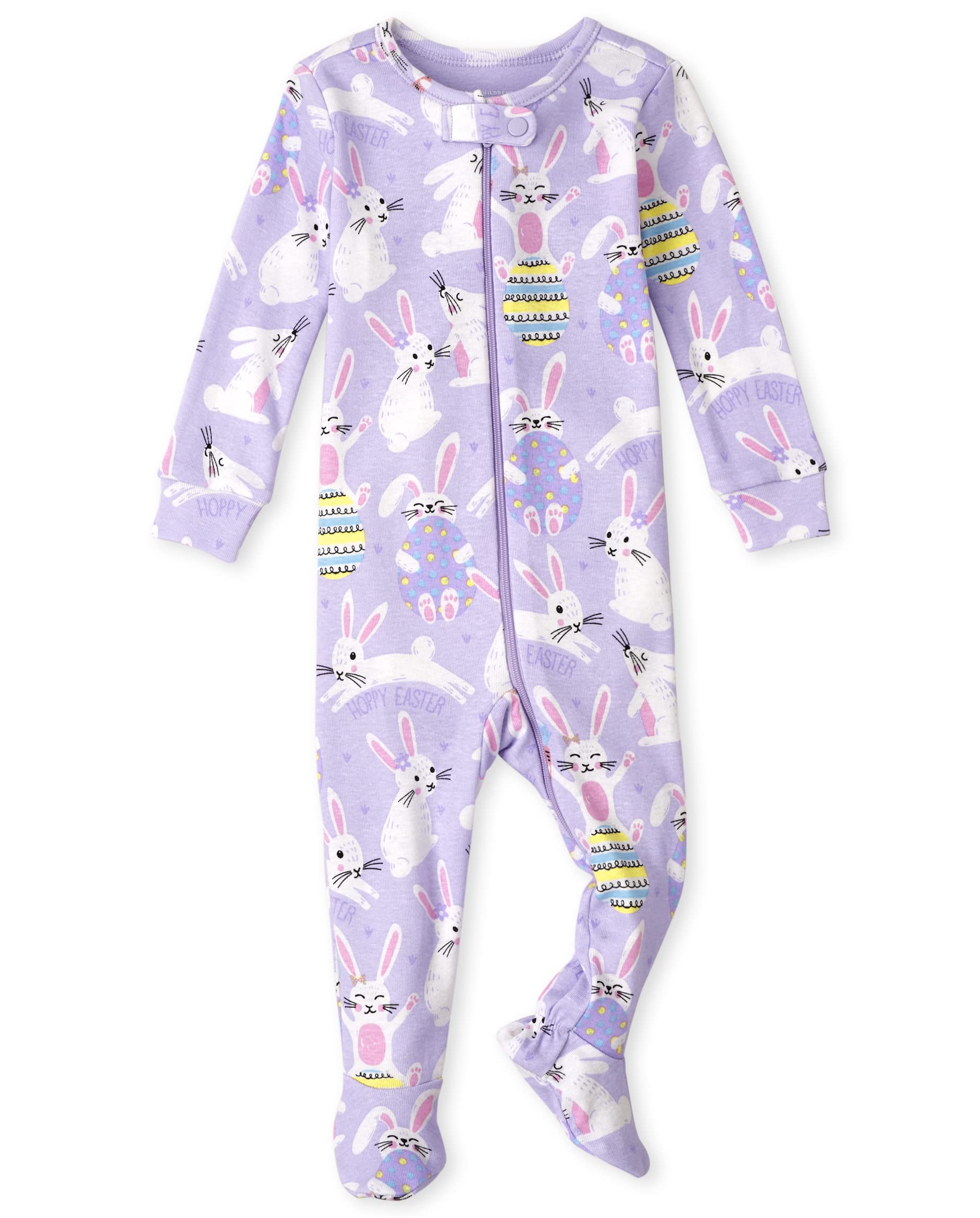 The Children's Place baby-girl and Toddler Long Sleeve Zip Up Footie Pajama Easter Bunny Baby & Toddler - Zip Sleeper 12-18 Months