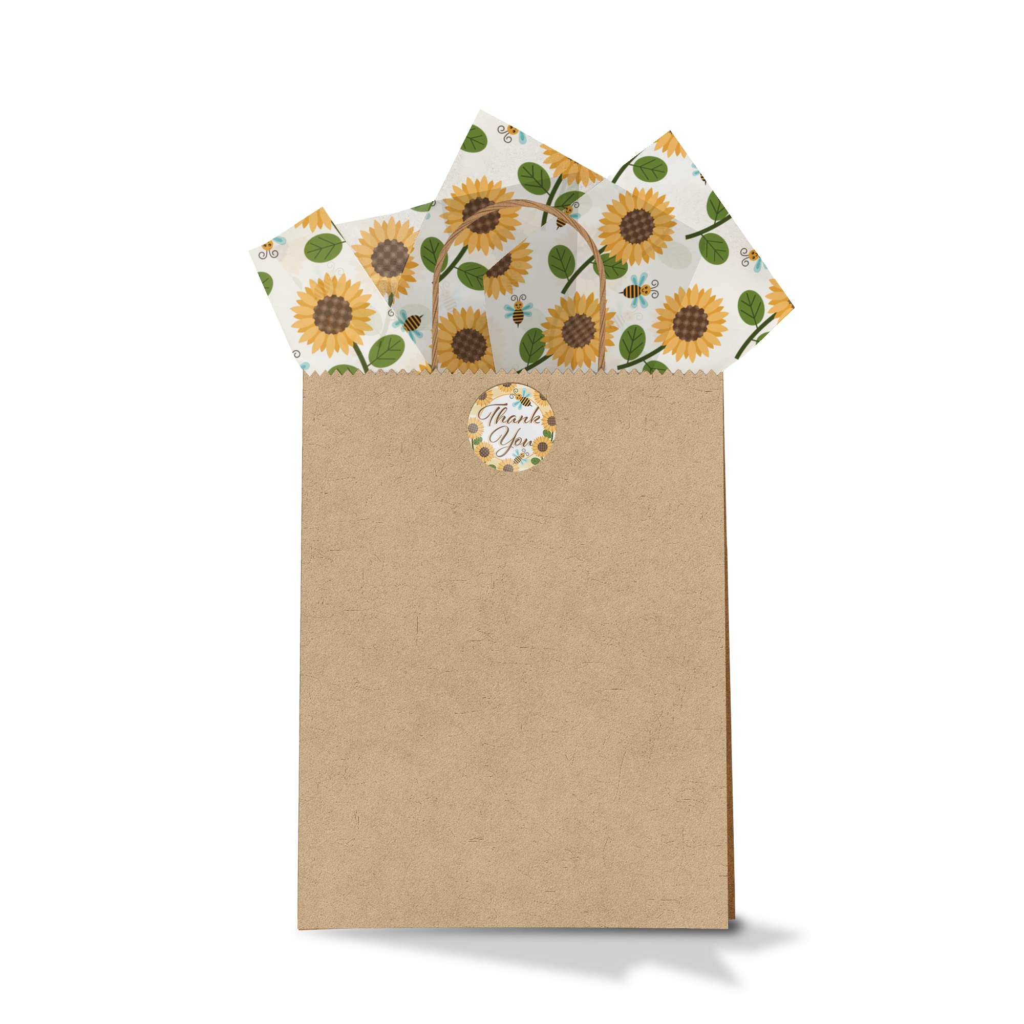 1.5" Sunflower and Bees Thank You Stickers - Sunflower Stickers - Thank You Labels for Favors - Packing Stickers - Small Business Thank You Stickers Rolls | 500 Pcs