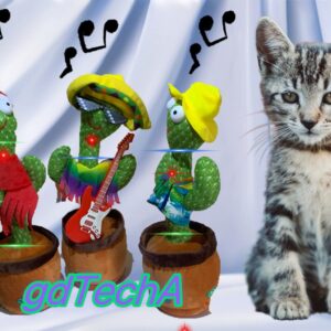 gdTechA Dancing Cactus Toy, TikTok Singing Toy, Lighted Toy, Electronic Repeating Voice for Kids, Cactus Plant Plush, Pets Wriggle Toy, Holiday Mimicking Toy for Kids (Hawaii Style)