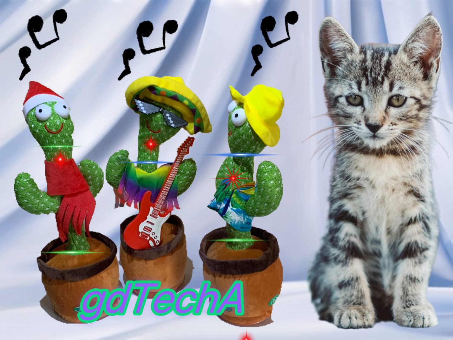 gdTechA Dancing Cactus Toy, TikTok Singing Toy, Lighted Toy, Electronic Repeating Voice for Kids, Cactus Plant Plush, Pets Wriggle Toy, Holiday Mimicking Toy for Kids (Hawaii Style)