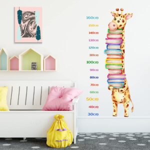 Boodecal 24.4 inch x 57 inch Giraffe Books Cute Animal Cartoon Version Growth Chart for Kids Height Chart Ruler Wall Decor for Measuring Kids Boys Girls Wall Decals Stickers for Children Room Nursery