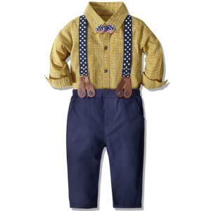 Dinysuos Baby Boy Clothes Newborn Boy Outfits Cotton Shirt + Bow Tie + Suspender + Pants Infant Gentleman Suits 6 Months - 7 Years