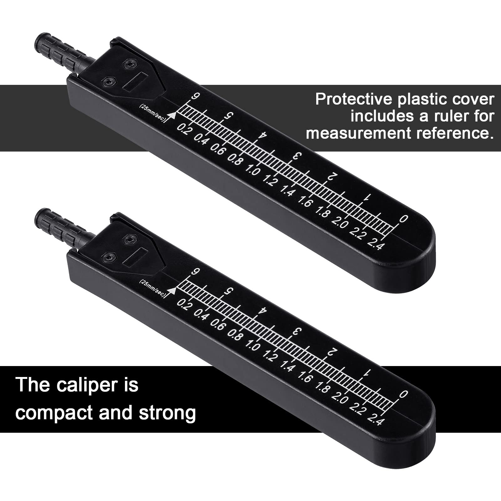 EKG Caliper ECG Calipers Measuring Tool with Ruler Electrocardiogram Drafting Divider for Nursing (Black,2 Pieces)