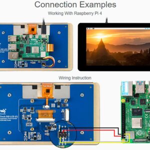 waveshare 7inch DSI LCD 1024×600 Touch Screen for Raspberry Pi 4B/3B+/3A+/Compute Module 4 (CM4)/Compute Module 3+ (CM3+) Toughened Glass IPS Display Capacitive Monitor 5-Points Touch Driver Required